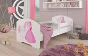 ADRK Postel PEPE PRINCESS AND HORSE, CH-Pep-Barri-Prin-Hor-E930, 160x80 cm se zábradlím a matrací, bílá/grafika