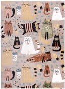 Dywany Łuszczów, Dětský kusový koberec Fun Kittens Cats beige, 160x220, vícebarevná, dětský pokoj