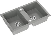 Šedý dvoukomorový kuchyňský granitový dřez QUADRON DENZEL 120 bez baterie