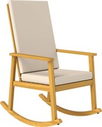 Outsunny Houpací křeslo z akátového dřeva Houpací křeslo s vysokým opěradlem Polštář do 160 kg 60 x 89 x 107 cm Béžová barva