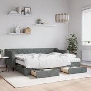 Válenda s přistýlkou a zásuvkami tmavě šedá 80 x 200 cm textil 3197476