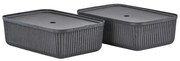 Černé úložné boxy v sadě 2 ks s víkem 48x32x20,5 cm Pulp – Zone