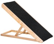 PawHut rampa pro psy nastavitelná rampa pro psy s protiskluzovým kobercem z borovicového dřeva a polyesteru 90x40x61cm pro psy a kočky | Aosom.de