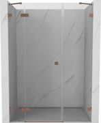 Mexen Lunar, levé otočné sprchové dveře 120 cm, 8mm čiré sklo, měděný matný profil, 834S-120-050-65-00-L