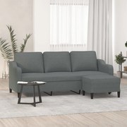 3místná pohovka s podnožkou tmavě šedá 180 cm textil 3201136