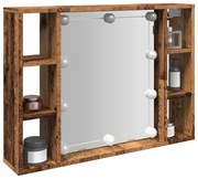 Zrcadlová skříňka s LED old wood 76x15x55 cm kompozitní dřevo