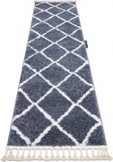 Běhoun BERBER CROSS, šedý - střapce, do kuchyně, předsíně, chodby, ha