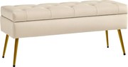 HOMCOM Úložná lavice s čalouněným sedákem, Ottoman se víkem, Bed Bench s sametovým vzhledem, pro chodbu, ložnici, obývací pokoj, kovový rám 102 x 35 x