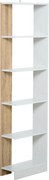 HOMCOM Regál na Knihy s 5 Policemi, Multifunkční Knihovna pro Studium a Kancelář s Zvýšeným Podstavcem, Elegantní Design 45x21x170 cm, Bílá a Dub | Ao