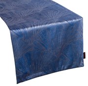 Běhoun 40x140 Goja navy blue ginkgo leaf runner Pierre Cardin s lesklým velurovým potiskem Eurofirany