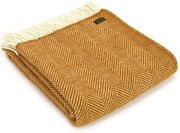 Vlněná deka Fishbone English Mustard 183 x 150 cm Tweedmill