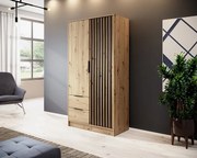 Piaski Designová šatní skříň Nelly 2D - dub artisan / černé lamely