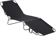 Outsunny lehátko kempingové skládací lehátko nastavitelné opěradlo zahradní lehátko nosnost až 120 kg Oxford Black