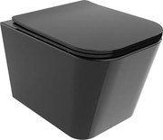 Mexen Teo WC mísa Rimless s pomalu spouštěcí deskou slim, duroplast, černý lesk - 30854070