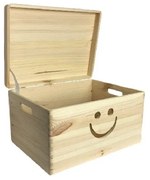 ČistéDřevo Dřevěný box s úsměvem 40 x 30 x 23 cm s víkem