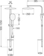 Mexen - Q22 sprchový set s horní hlavicí Circle, černá, 798222295-70