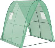 Obloukový skleník s pytli s pískem a plastovým krytem, 2 rolovací dveře, síťové okno, přenosný, 1,8 x 1,8 x 2 m, zelený