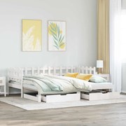 Válenda s přistýlkou a zásuvkami bez matrace bílá 90x200 cm 3302252
