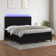 Box spring postel s matrací a LED černá 160x200 cm textil 3134727