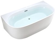 BPS-koupelny Volně stojící akrylátová vana ke stěně HYD-4721 NR526B 150x80 bílá, odtokový komplet chrom