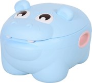 HOMCOM Dětský nočník ve tvaru hrocha 2 v 1 s odnímatelným nočníkem a toaletním štětcem pro učení, nosnost 25 kg, 40x30x23 cm, modrý | Aosom