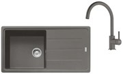 Franke - Kuchyňský set G280ŠK, fragranitový dřez BFG 611 a baterie FC 6018.084, šedý kámen 114.0700.814