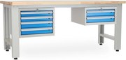 Dílenský stůl Solid OAK-42, 210 cm, 2 závěsné boxy, dub