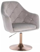 LuxuryForm DESIGN Otočné křeslo ANDORA VELUR na zlatém talíři - světle šedé
