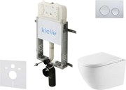 kielle Genesis New - Set předstěnové instalace, klozetu Oudee, Vortex Rimless+, sedátka softclose a tlačítka Gemini New I, lesklý chrom 30528SZ56