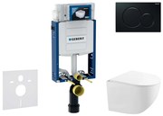 Geberit Kombifix - Set předstěnové instalace, kompaktního klozetu Gaia a sedátka softclose, tlačítko Sigma01, černá SANI15CA5121