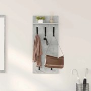 věšák, nástěnný, 1 prkno, polička, háčky, kompozitní dřevo, 90x40x10 cm, beton šedá, Dekorino TK20260010