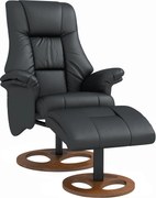 HOMCOM Křeslo s polohováním a podnožkou, TV křeslo, pohodlné křeslo s funkcí polohování, 130° sklony, pro obývací pokoj, relaxační zónu, černá synteti