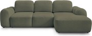 Zelená rozkládací/s úložným prostorem rohová pohovka z textilie bouclé (pravý roh/s lenoškou) Montaigne – Bobochic Paris