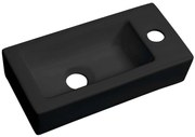 Sapho Small - Umývátko ZOE 37x18 cm, bez přepadu, otvor pro baterii vpravo, černá mat AR495B