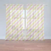 Sablio Záclony Růžové a žluté pruhy: 2ks 150x250cm