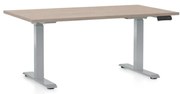 Výškově nastavitelný stůl OfficeTech D, 140 x 80 cm, šedá podnož, dub