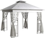 Pavilon s dvojitou střechou, 3x3 m Vodoodpudivý Stabilní Zimní zahradní pavilon s moskytiérou Světle šedý