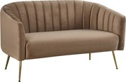 Designový 2-sed, hnědá Velvet látka/gold chrom-zlatý, BAGY