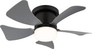 GLOBO 03609A HINES stropní ventilátor se světlem D406mm LED 10W 900/750lm 3000-6500K černá, sivá, časovač, dálkový ovladač