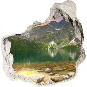 Wallmuralia Díra 3D ve zdi nálepka Morské oko Tatry 75x75 cm