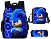 Školní batoh, taška přes rameno a penál s potiskem Sonic Varianta: set violet