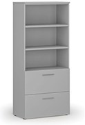 Skříň se zásuvkami pro závěsné složky PRIMO GRAY, 800 x 420 x 1781 mm, šedá