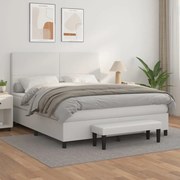 Box spring postel s matrací bílá 180x200 cm umělá kůže 3137558
