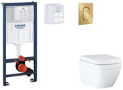 Grohe Rapid SL - Set předstěnové instalace, klozetu, sedátka SoftClose a tlačítka Arena Cosmopolitan S, Triple Vortex, kartáčovaný Cool Sunrise SANI11BB4129