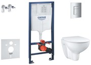 Grohe Solido - Set předstěnové instalace, klozetu a Slim sedátka Bau Ceramic, softclose, tlačítko Even, chrom SANI15BB1101