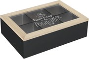 Dřevěný organizér na čaj Positive Black, 24x16,5x7 cm