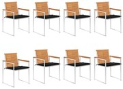 Zahradní židle 8 ks s poduškami masivní akáciové dřevo 3078531