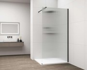 Polysan Esca - Sprchová stěna Walk-In 100x210 cm, Antidrop, sklo Flute/matná černá ES1310-02