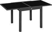 Rozkládací zahradní stůl Outsunny z hliníku s tvrzeným sklem pro 4-6 osob, nosnost 50 kg, rozměry 80-160x80x75 cm černý | Aosom