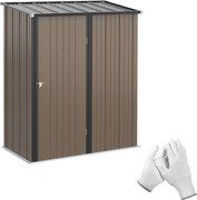 Zahradní kůlna Outsunny 1,34 m² s pultovou střechou, uzamykatelný nástrojový kabinet, vyrobený z pozinkované oceli, 161,5 x 94,5 x 196 cm, hnědý